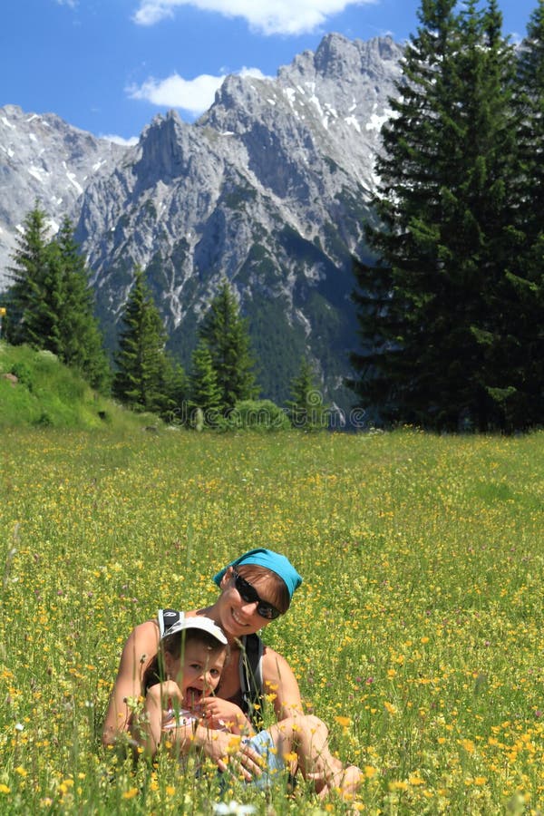 Family hiking in spring stock image. Image of fitness - 28683895