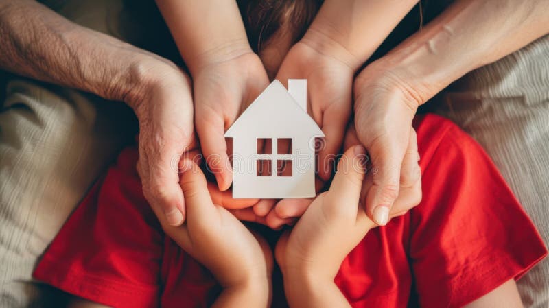 The Family Holding House Model.AI Generated Image Stock Image - Image ...