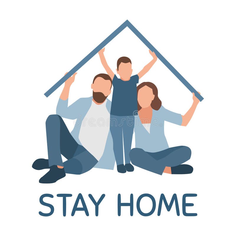 Family Sitting Home. Stay Home, Quarantine Stock Vector - Illustration ...