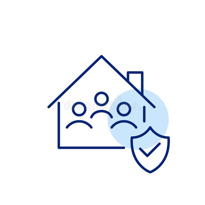 Family Home and Security Shield with Checkmark. Safe and Secure House ...