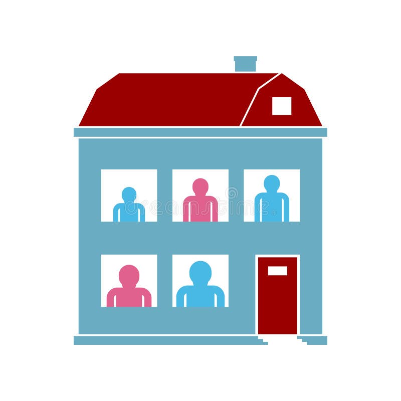 Family in Home Symbol. Kind in House Sign Icon. Parents and Children ...