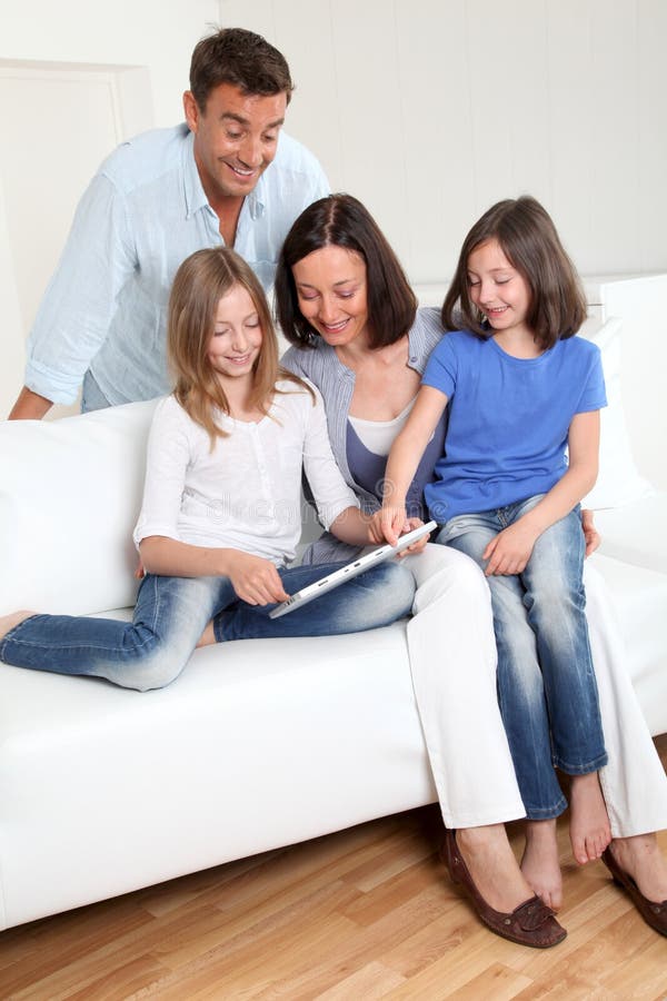 Family at Home and Technology Stock Photo - Image of technology, home ...