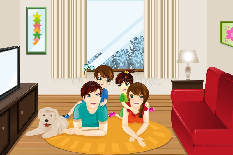 Family at home stock vector. Illustration of cartoon - 19352283