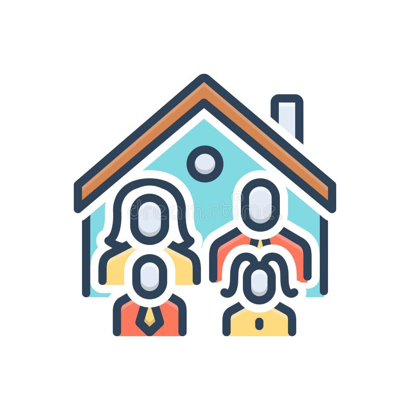 Color Illustration Icon for Family House, Family and Couple Stock ...