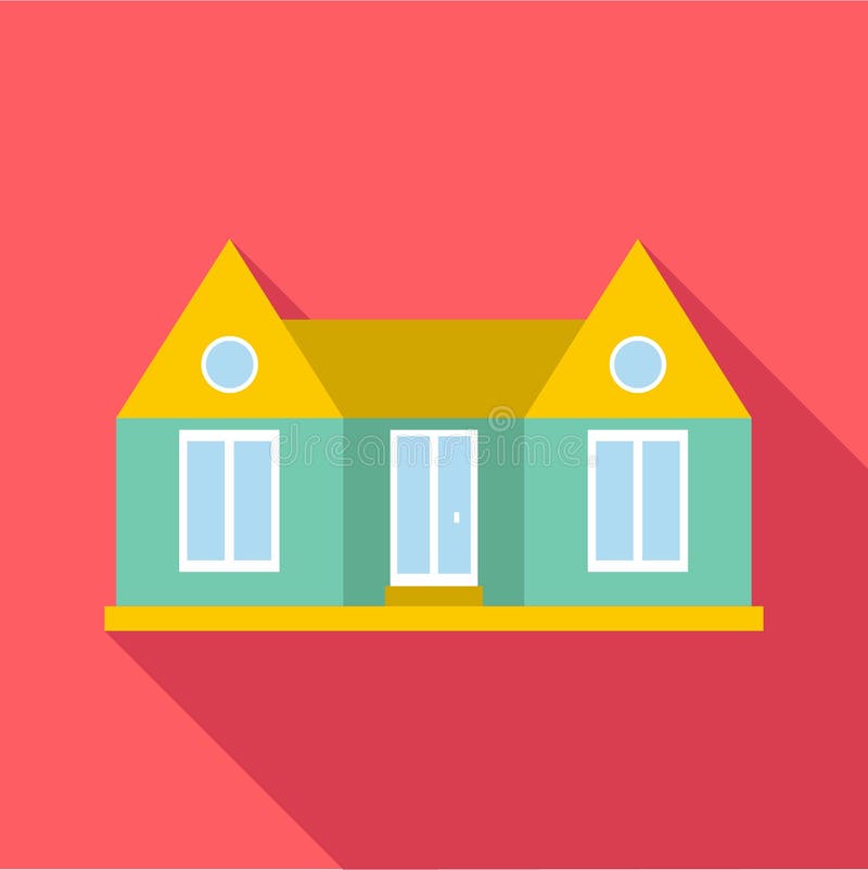 Family House Icon, Flat Style Stock Illustration - Illustration of ...