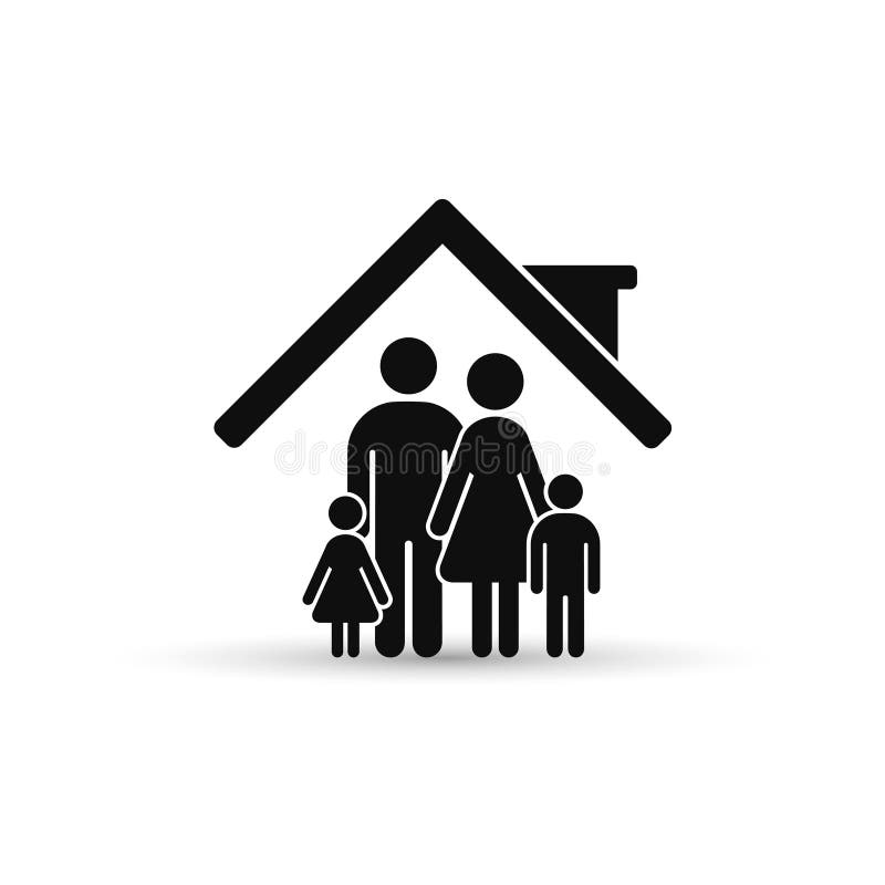 Family at House Icon. Vector Isolated Illustration Stock Vector ...