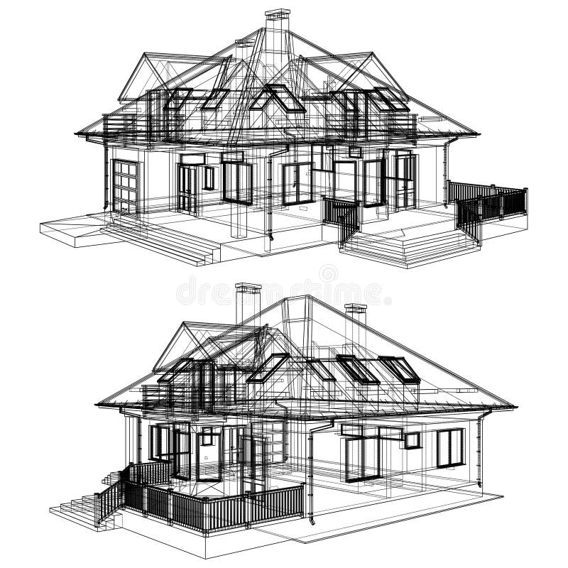 Family House Perspective Vector Stock Vector - Illustration of property ...