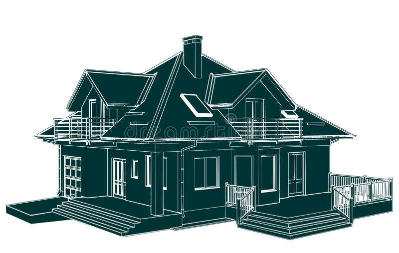 Family House Perspective Vector Stock Vector - Illustration of ...