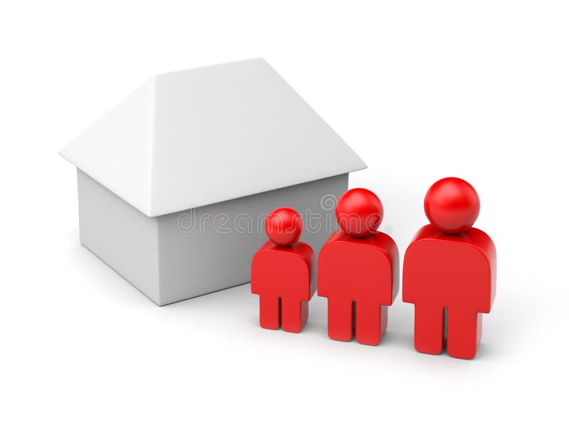 Family and House in Simple Figures Stock Illustration - Illustration of ...