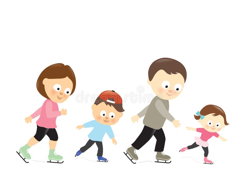 Family ice skating stock vector. Illustration of childhood - 48760115