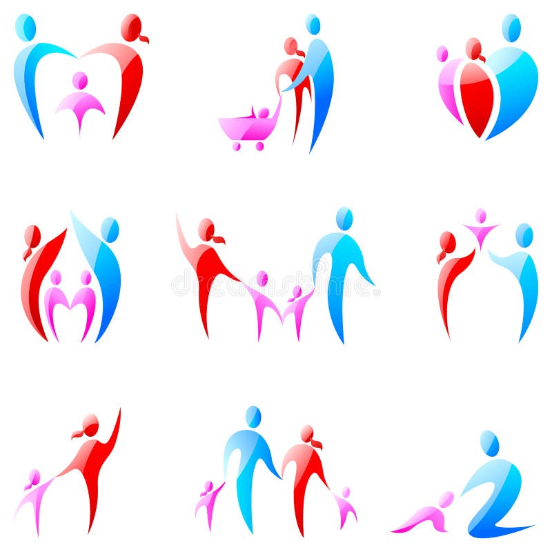 Abstract family icons set stock vector. Illustration of father - 35275252