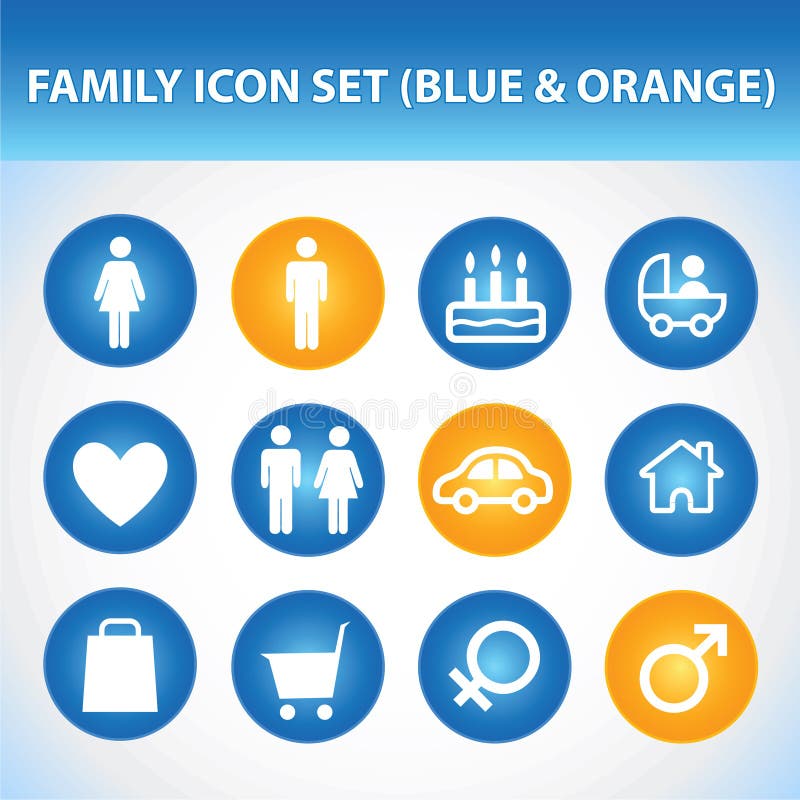 Family Icon Set stock vector. Illustration of orange - 18535621