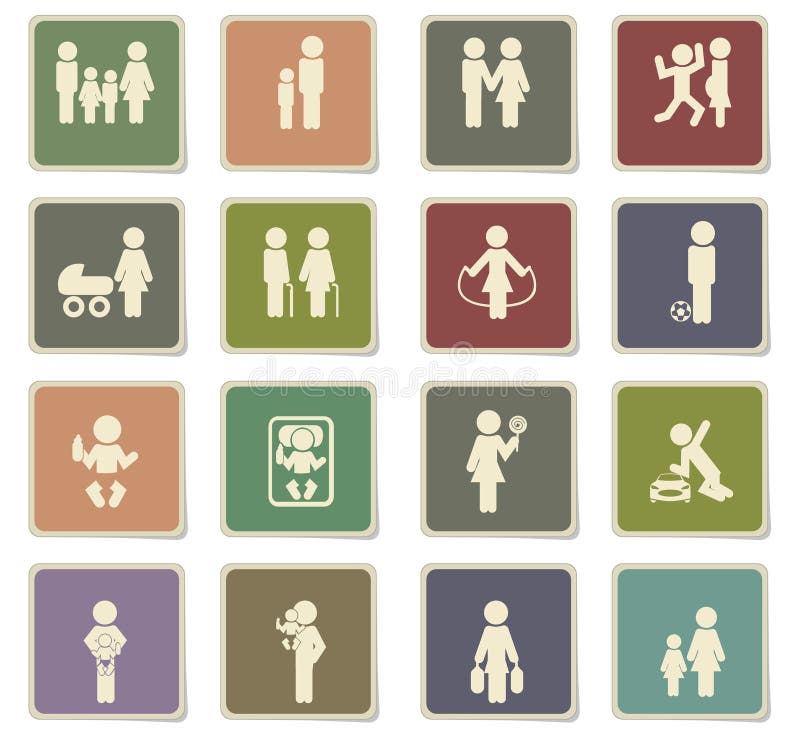 Family icon set stock illustration. Illustration of male - 89848991