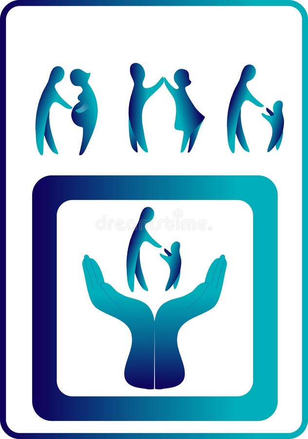 Family Icons Collection Blue in Simple Figures Stock Illustration ...