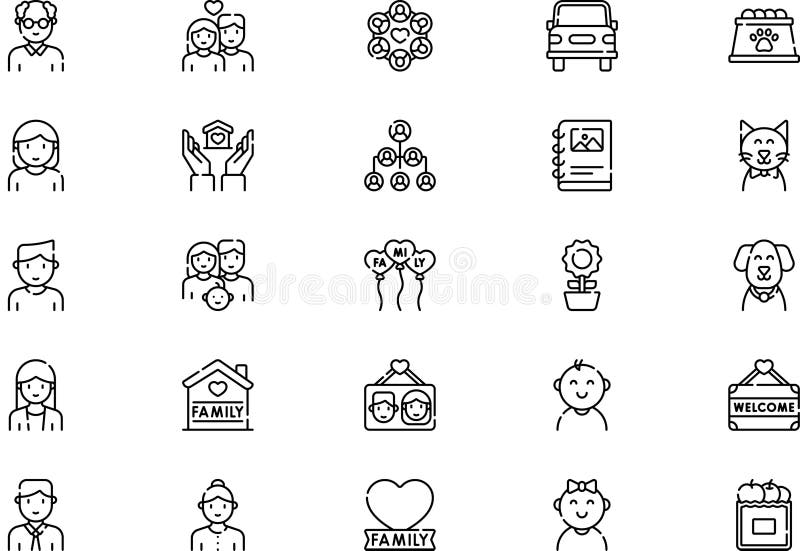 Family Icons Collection is a Vector Illustration with Editable Stroke ...