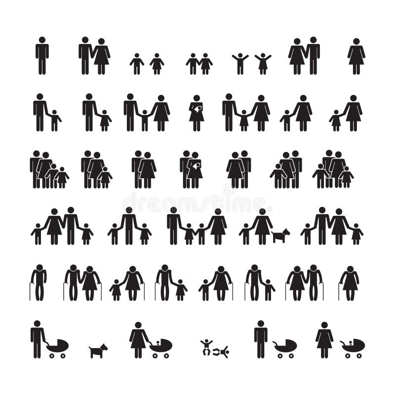 Happy Family Pictogram Icon Stock Vector - Illustration of black, group ...
