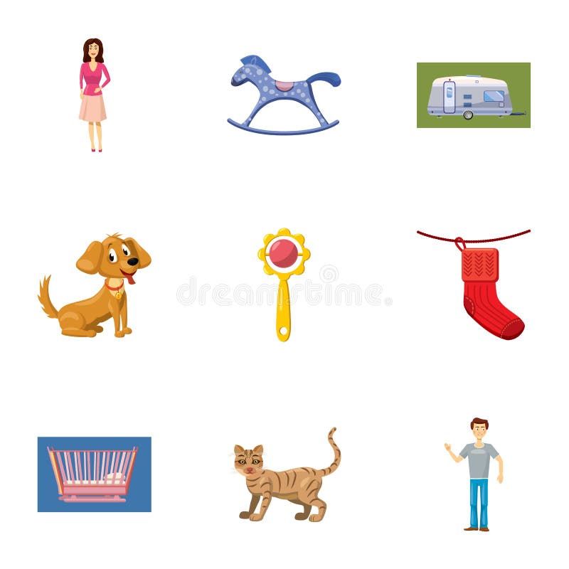 Family Icons Set, Cartoon Style Stock Vector - Illustration of activity ...