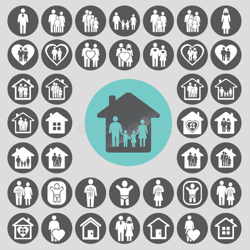 Family icons set. stock illustration. Illustration of newborn - 44443050