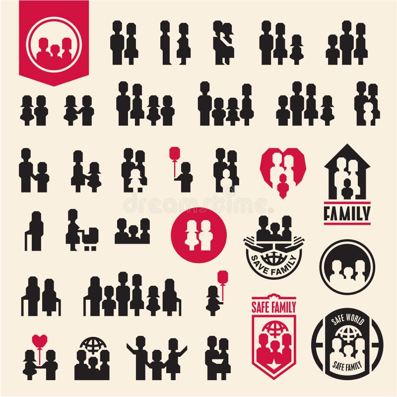 Family icons. People icons stock vector. Illustration of mother - 109260667