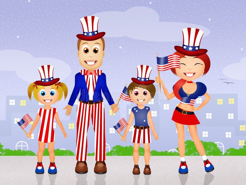 Family Independence Day stock illustration. Illustration of family ...