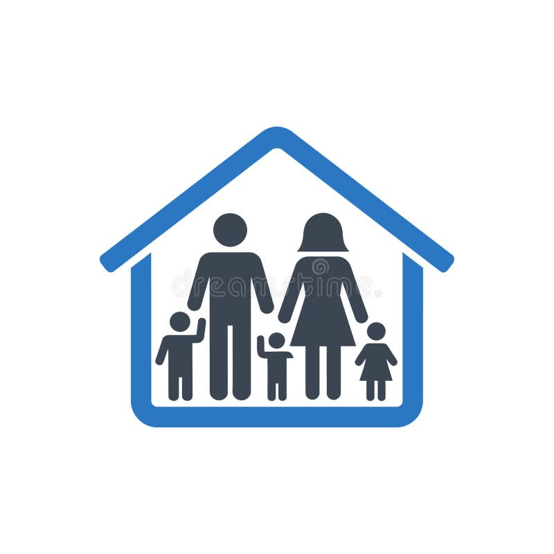 Family Inside House Icon stock vector. Illustration of house - 350117003