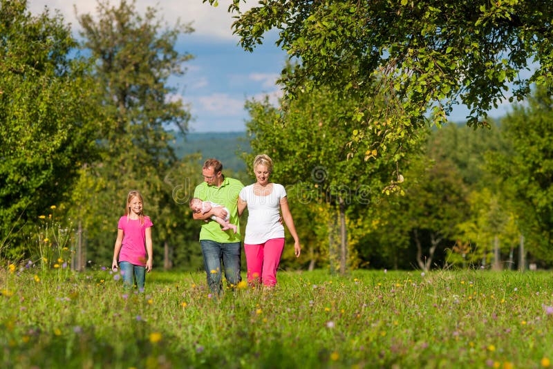 Family with Kid Having Walk in Summer Stock Photo - Image of active ...
