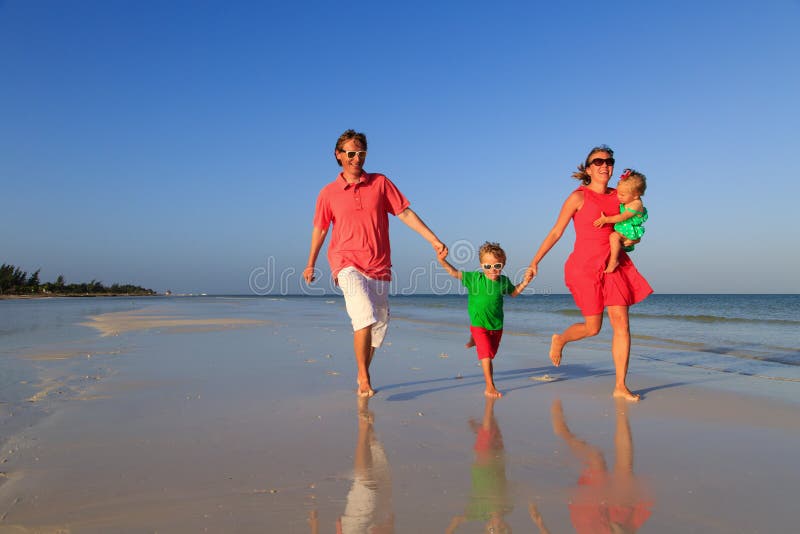 Family with Kids Having Fun on Tropical Beach Stock Image - Image of ...