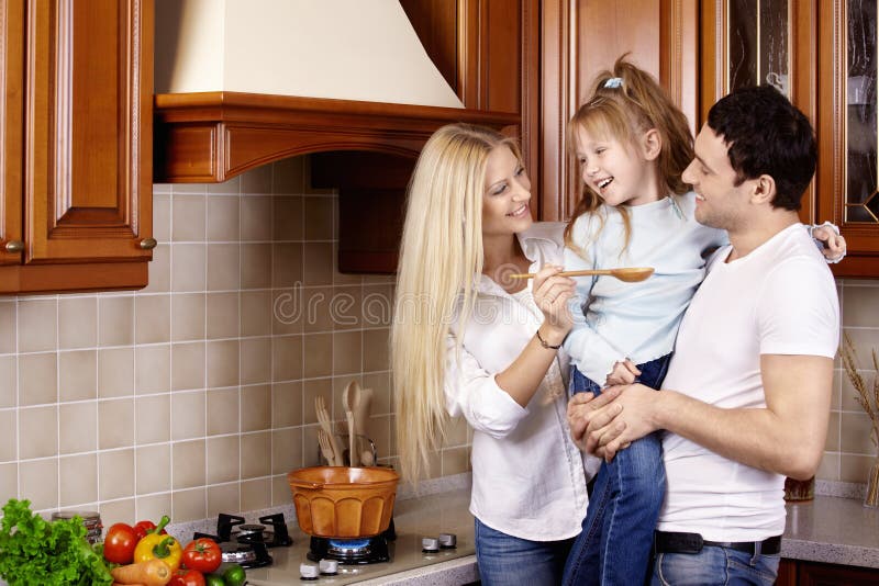 Family in kitchen stock photo. Image of children, beautiful - 14416004