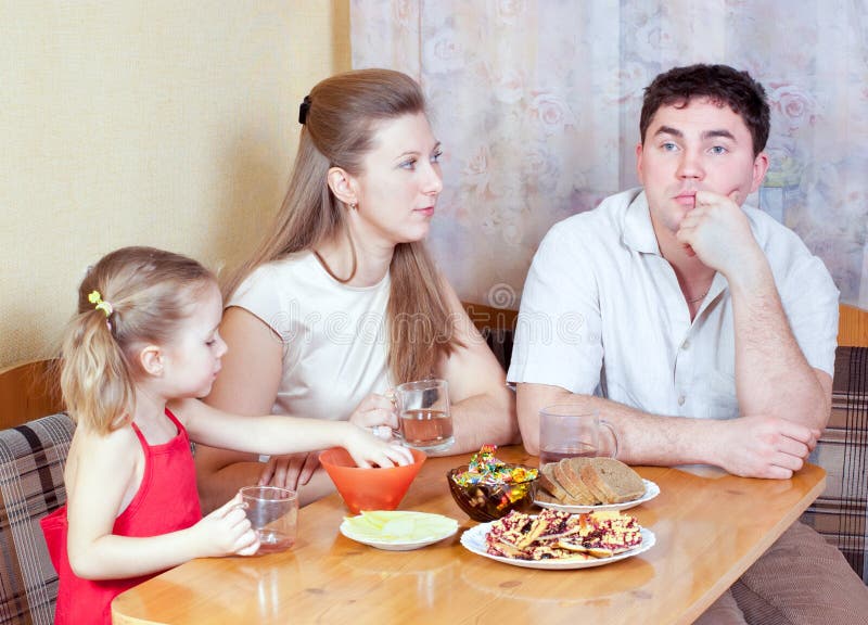 Family on kitchen stock photo. Image of dialog, food - 17786450