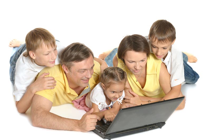 Family with laptop stock photo. Image of kids, internet - 51432852