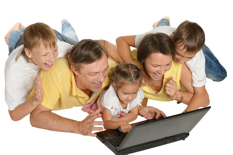 Family with laptop stock photo. Image of male, european - 51537098