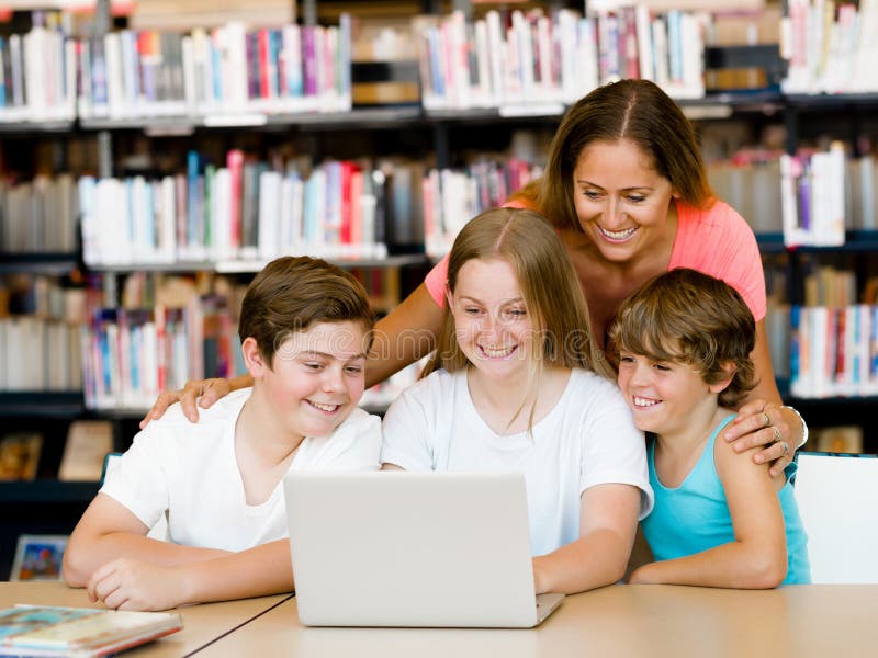Family in library stock photo. Image of kids, people - 60531226