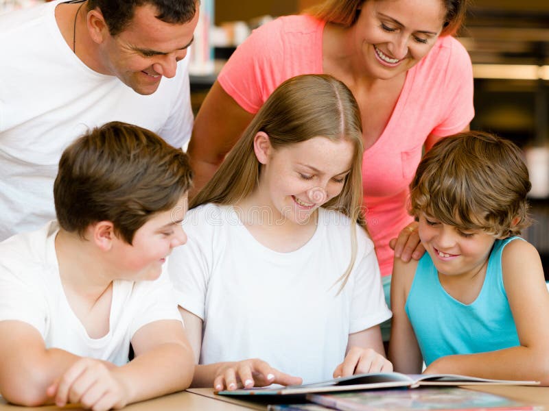 Family in library stock photo. Image of kids, people - 60531226