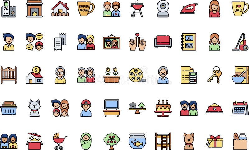 Family Life Icons High-Quality Vector Icons Collection with Editable ...