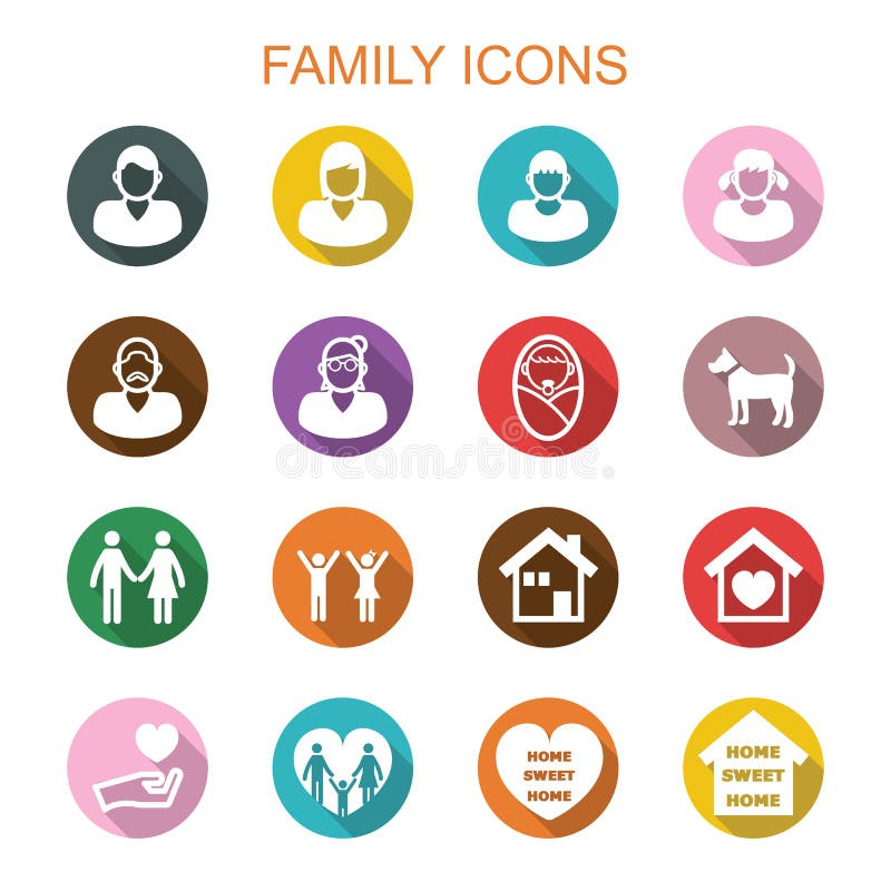 Family long shadow icons stock vector. Illustration of happy - 51563088