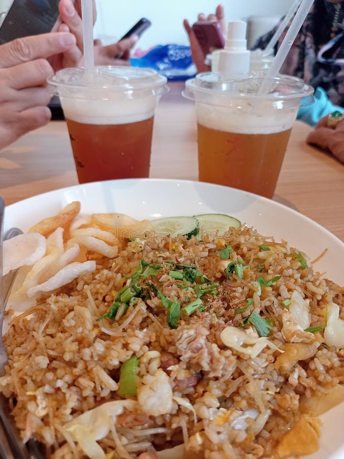 Family Lunch with Fried Rice and Ice Tea Stock Image - Image of savoury ...