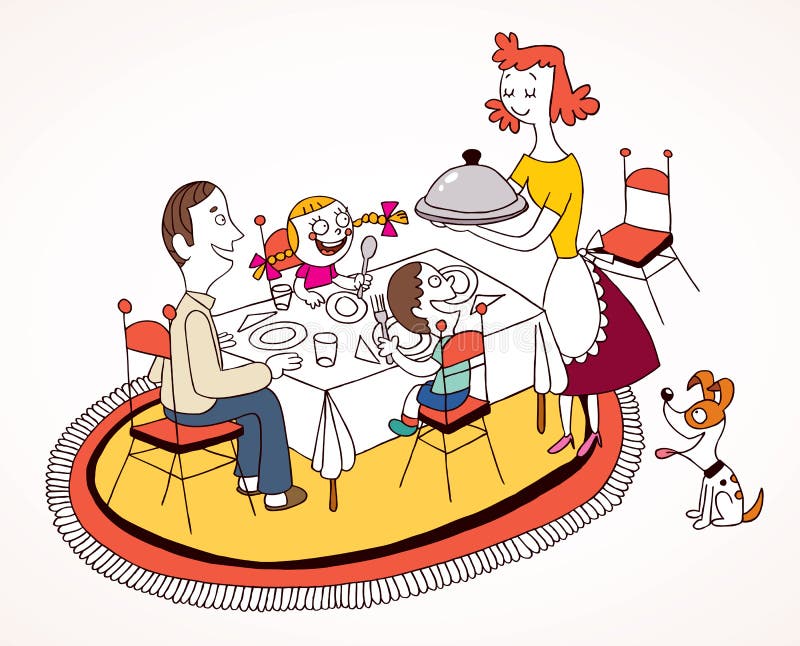 Family lunch stock vector. Illustration of four, scene - 44128232