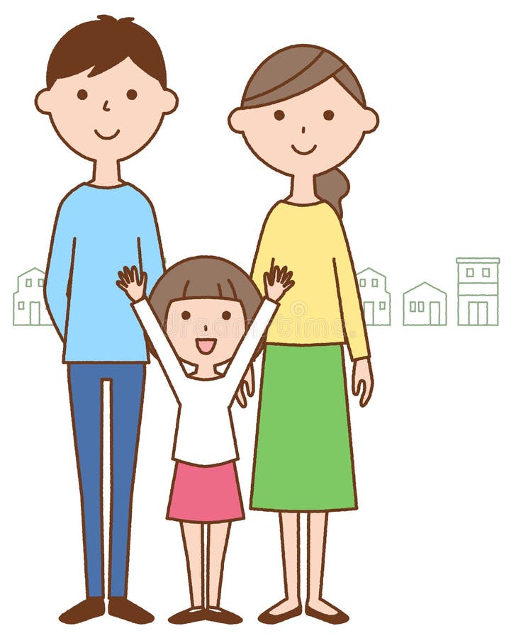 A family of three stock vector. Illustration of bright - 202975155