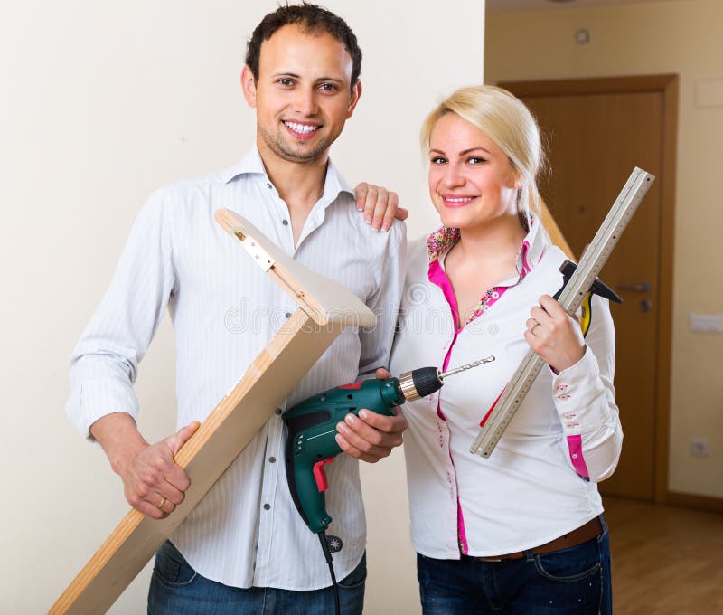 Family Makes Repairs at Home Stock Photo - Image of hand, drilling ...