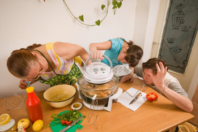 The family makes a supper. stock photo. Image of fried - 13058354