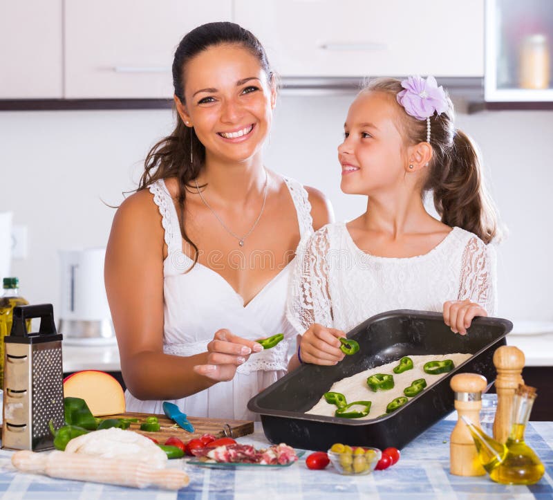 Family Making Pizza with Vegetables Stock Photo - Image of happy ...