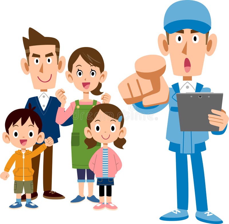 Family and Male Worker Pointing Finger Stock Vector - Illustration of ...
