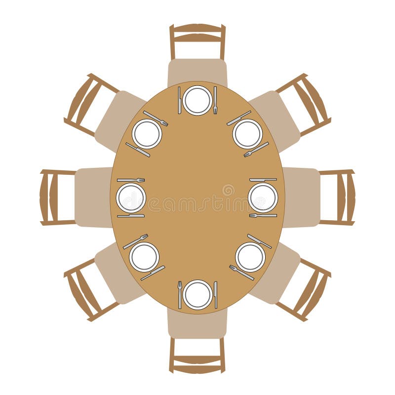 Family Meeting Point the Round Table Together Stock Illustration ...