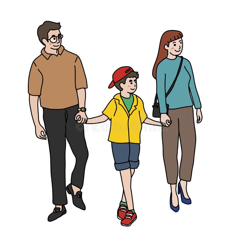 Family Group of Father ,mother and Son Cartoon Illustration Minimal ...