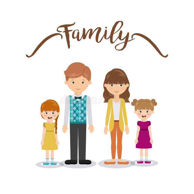 Family Members Linear Figures in the Landscape Stock Vector ...