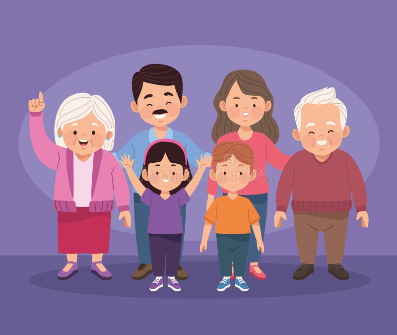 Family Members Group Characters Stock Vector - Illustration of ...