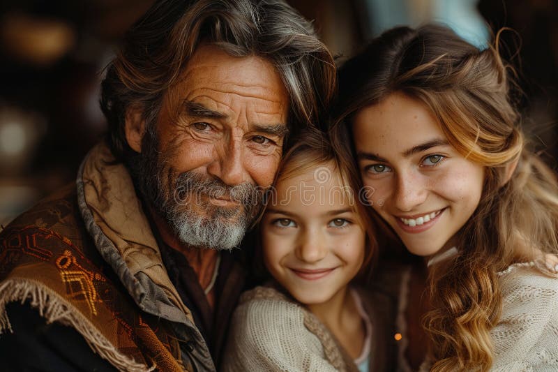 Family Members Hugging and Exchanging Greetings Medium Shot Stock Image ...