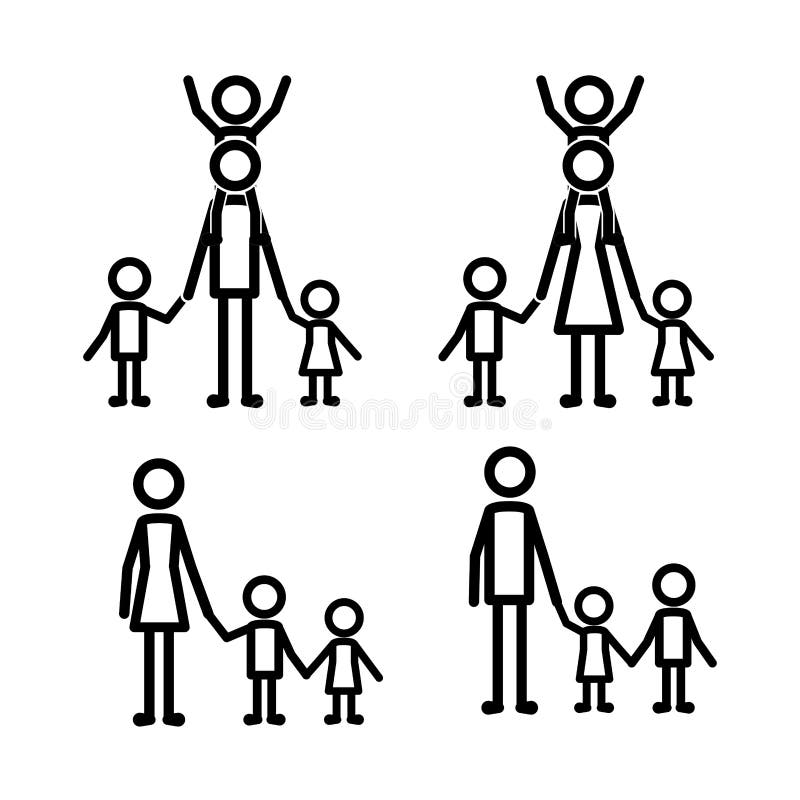 Family Members Set Lines Figures Stock Vector - Illustration of line ...