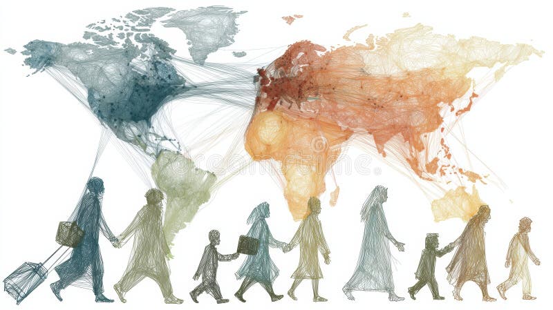 Family Migration Journey Across Generations Represented on a Global Map ...