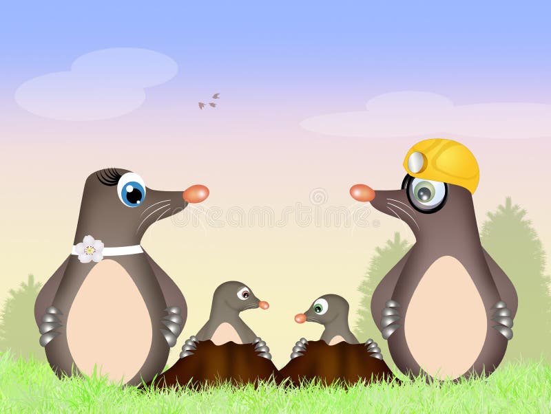 Family moles stock illustration. Illustration of postcard - 54239574
